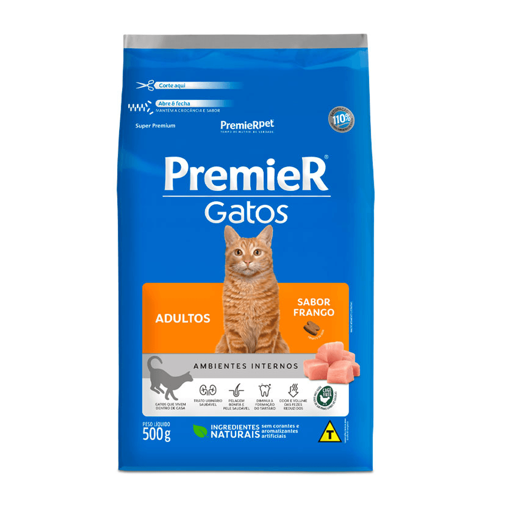 Ração Seca Premier Pet Amb Int Gatos Adultos Frango - 500G - American Pet