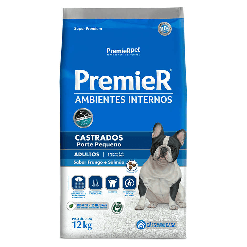 Ração Seca Premier Pet Amb Int Cães Adultos Raças Peq Cast - 12Kg ...