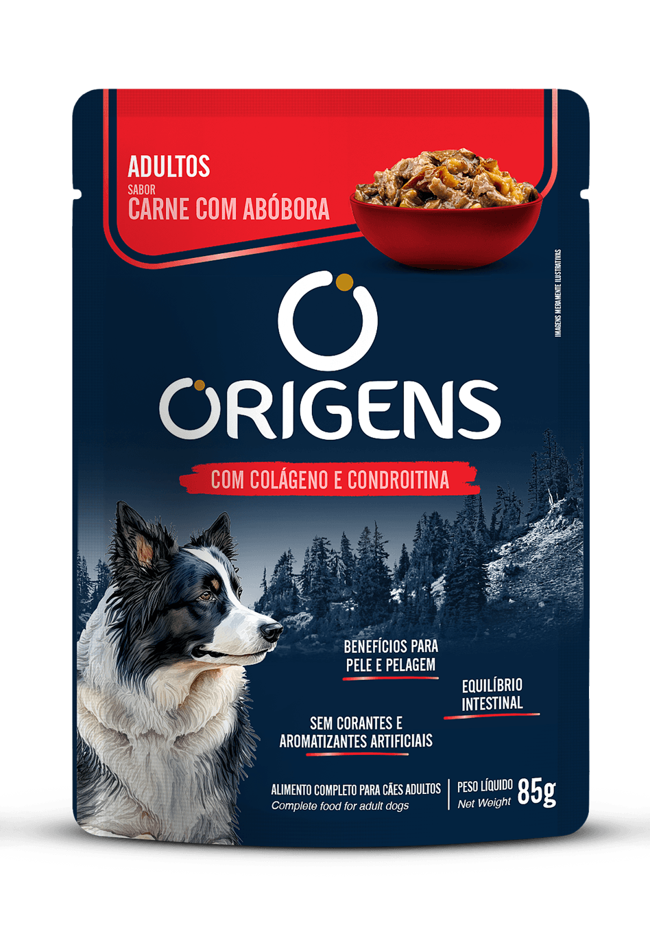 Sachê Origens Cães Adultos Sabor Carne e Abóbora 85G - American Pet