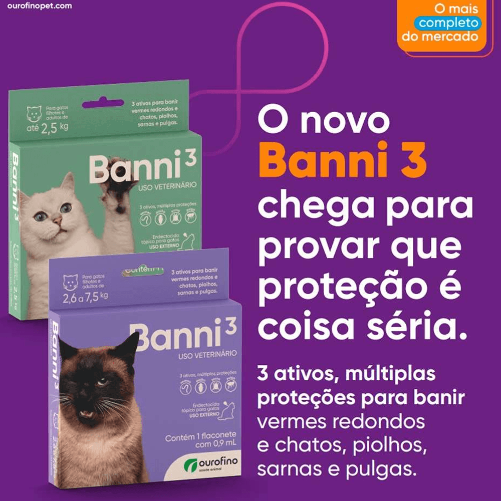 Banni 3 Gatos até 2,5kg 0,30ml - American Pet