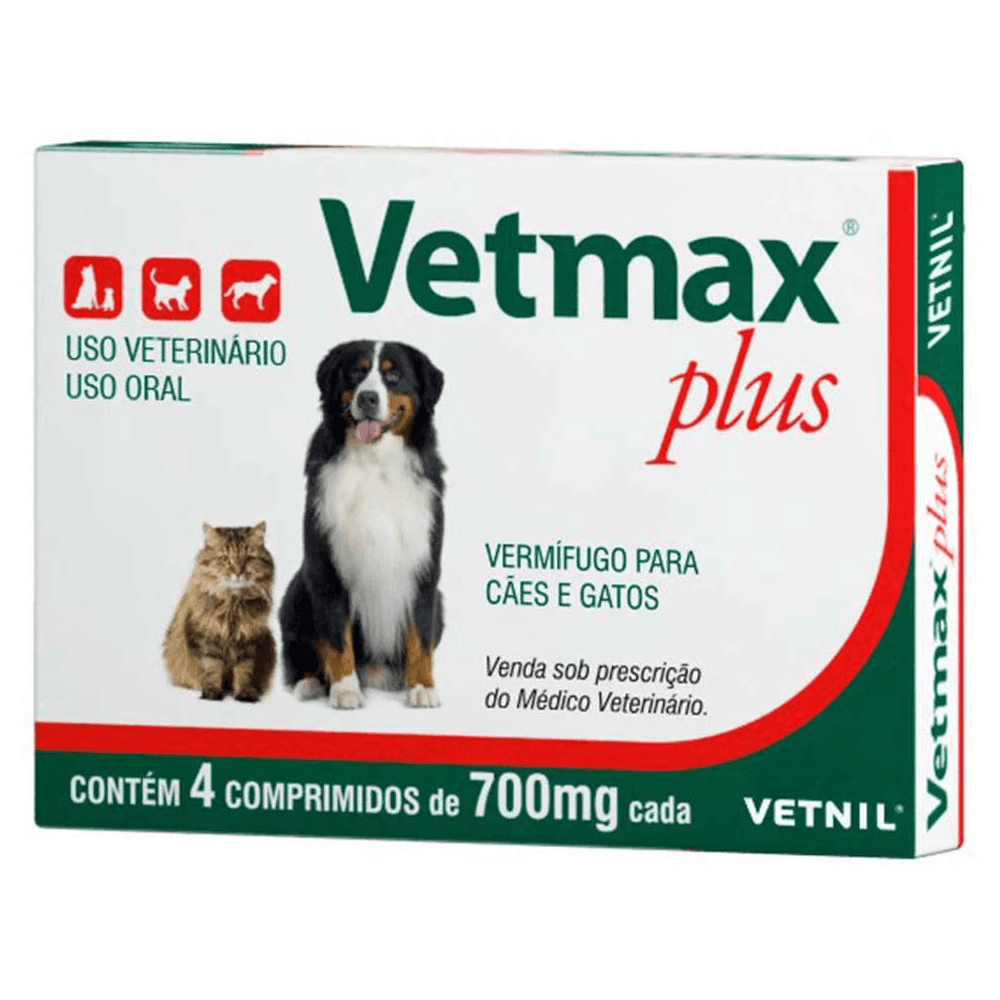Vermífugo Vetmax Plus - 4 Comprimidos - American Pet